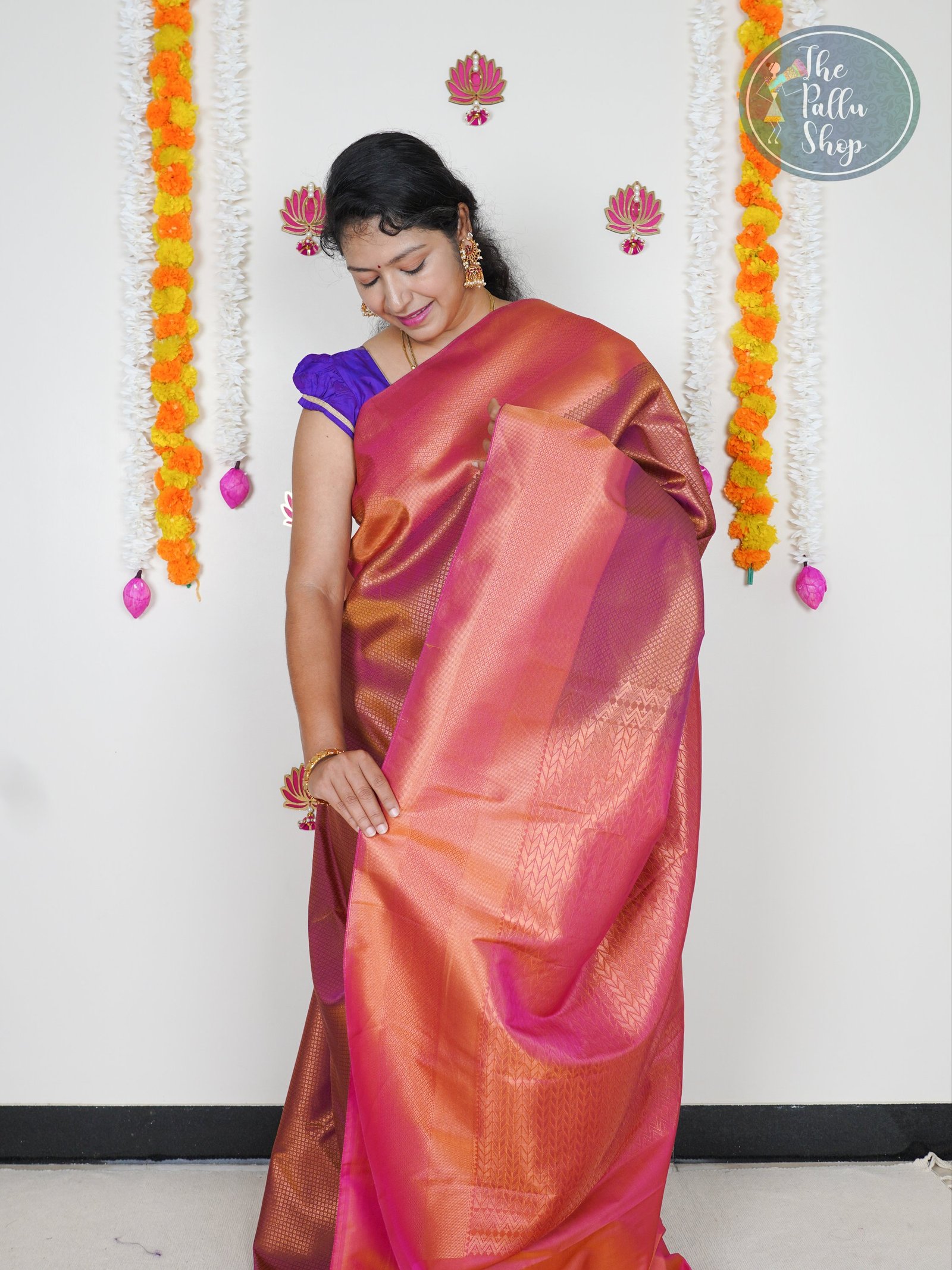 Dhurvi Pink Semi Silk Saree | The Pallu Shop